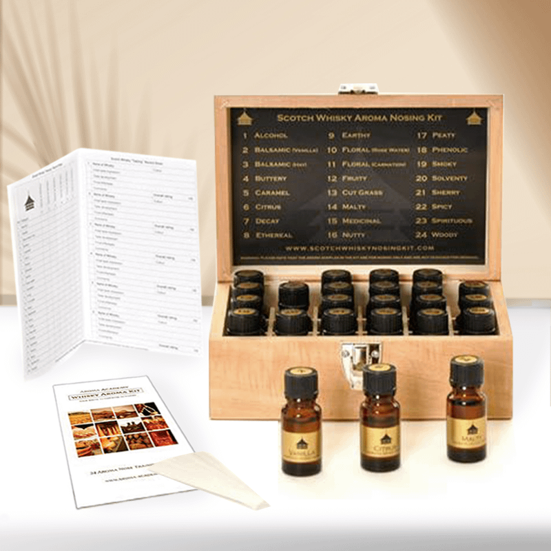 Whisky Aroma Kit 24 Aroma Wooden Box 威士忌聞香訓練組-高級木盒款 | Aroma-Academy.tw